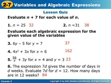 Lesson Variable And Algebraic Expressions Ppt