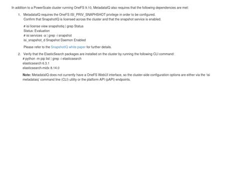 Additional Onefs Dependencies Data Indexing And Discovery With Powerscale Onefs Metadataiq