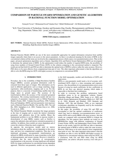 pdf comparison of particle swarm optimization and genetic algorithm