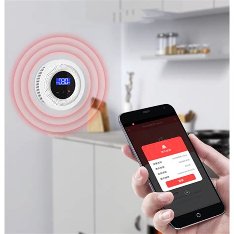 Детектор за изтичане на газ Bomstom Wifi Цифров дисплей Съвместим с Tuya Smartlife Бял