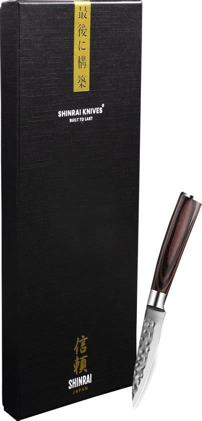 Shinrai Knives Hammered Rvs Series Paring Mes 8 Cm Geleverd In
