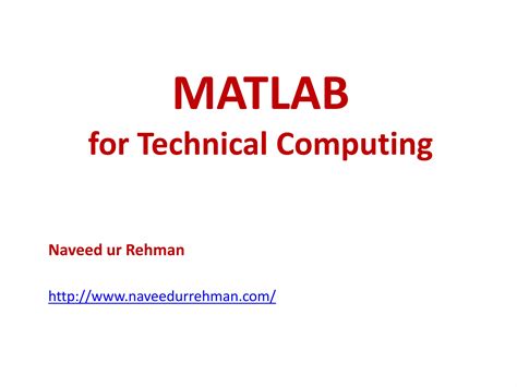 Matlab For Technical Computing Ppt