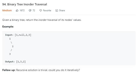 94 Binary Tree Inorder Traversal 《leetcode 前 300 题算法题解析（java）》 书栈网