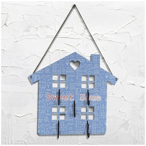 Ключница настенная из дерева Домик паттерн уют город дома машины