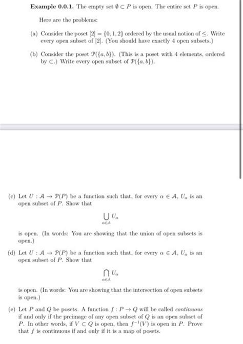 Solved Example 001 The Empty Set ∅⊂p Is Open The Entire