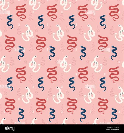 Snakes Vibrant Seamless Pattern Reptiles Repeat Background Pink Animal Surface Pattern Design