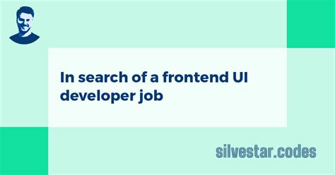 In Search Of A Frontend Ui Developer Job Sbistrović