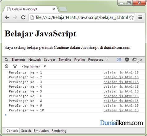 Fungsi Perintah Break Dan Continue Di Dalam Perulangan JavaScript Duniailkom