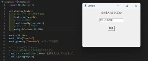 【python】tkinterエントリー作成、初期値の取得を解説 アリッシアの朝