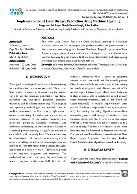 Pdf Implementation Of Liver Disease Prediction Using Machine Learning