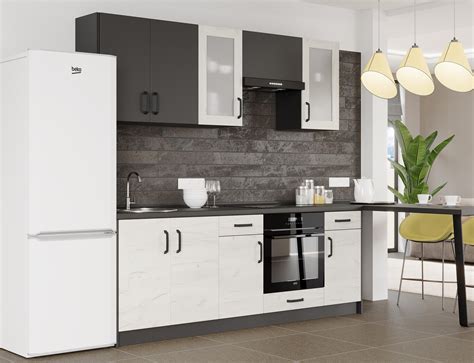 ᐉ Кухня зі стільницею та врізною мийкою Еверест Оптіма набір 2 2 м Антрацит Дуб крафт білий ДСП