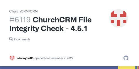 Churchcrm File Integrity Check 451 · Issue 6119 · Churchcrmcrm