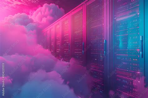 The Photo Shows A Cloud Computing Data Center With A Beautiful Servers And Storage Devices