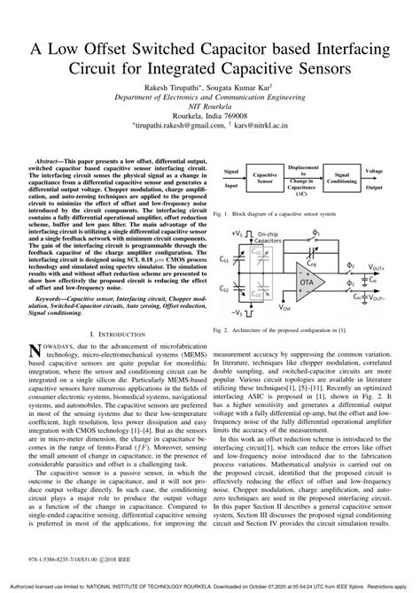 Pdf A Low Offset Switched Capacitor Based Interfacing Circuit For Integrated Capacitive Sensors