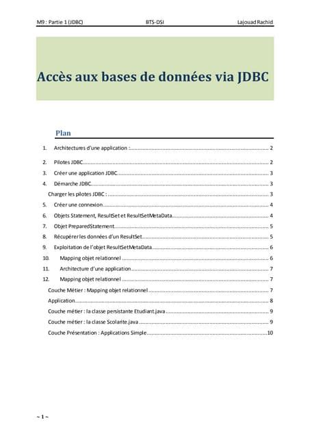 Accès Aux Bases De Données Via Jdbc Pdf
