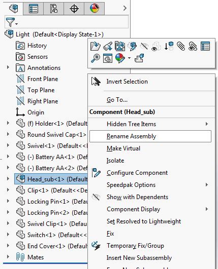 solidworks pdm rename file in featuremanager design tree