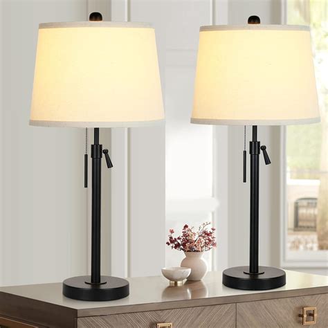 Bedside Table Lamps Set Of 2 Tall Black Table Lamps For Living Room