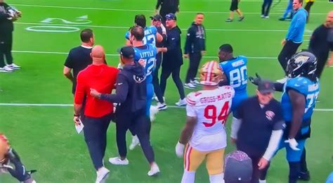 Cameras Caught 49ers Dc Robert Saleh And Jaguars Hc Liam Coen Heated