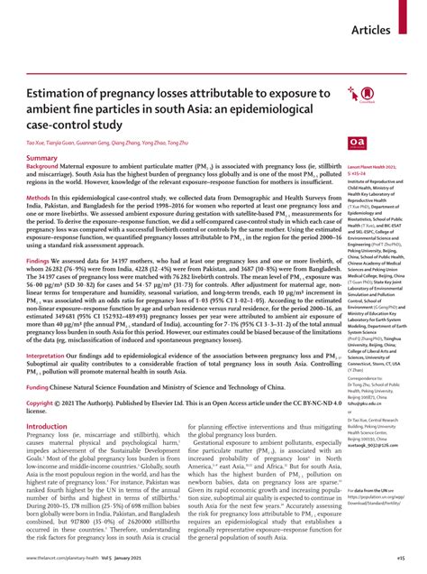 Pdf Estimation Of Pregnancy Losses Attributable To Exposure To
