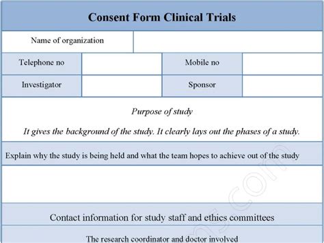 Consent Form Clinical Trials Editable PDF Forms