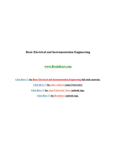 Basic Electrical And Instrumentation Engineering Guide Pdf Electric