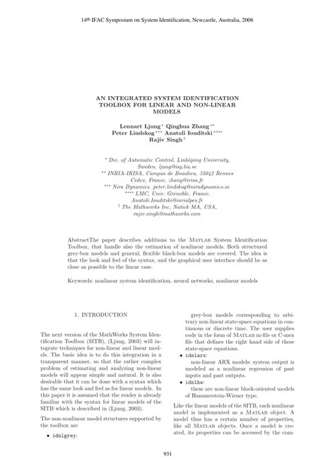 pdf an integrated toolbox for linear and non linear models