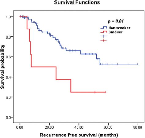 Kaplan Meier Recurrence Free Survival Estimation By Smoking Status
