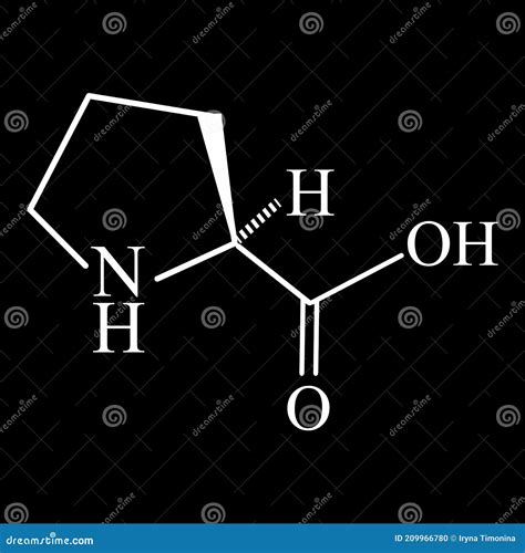 Proline Molecular Structure Proline Skeletal Chemical Formula Chemical Molecular Formula