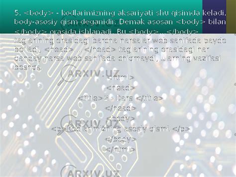 Html Tilida Matn Rang Jadval Va Rasmlar Bilan Ishlovchi Teglar