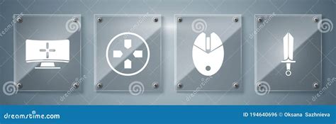 Set Sword For Game Computer Mouse Gaming Gamepad And Computer Monitor