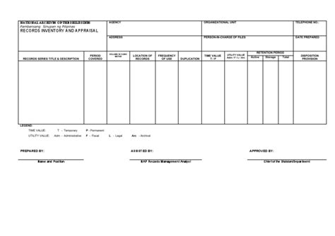 Records Inventory And Appraisal Pambansang Sinupan Ng Pilipinas Pdf