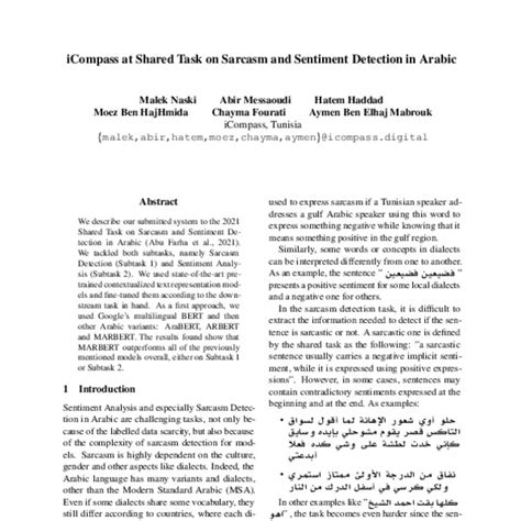 Icompass At Shared Task On Sarcasm And Sentiment Detection In Arabic