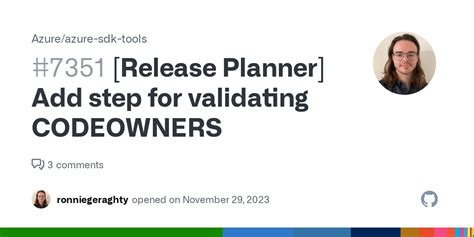 Release Planner Add Step For Validating Codeowners · Issue 7351 · Azureazure Sdk Tools · Github