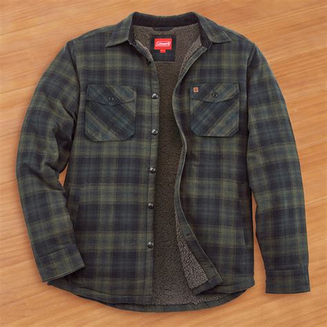 Coleman Mens Sherpa Lined Flannel Shirt Jacket Tranet