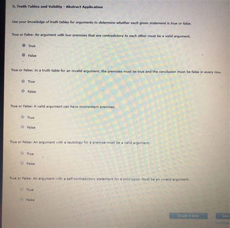 solved 5 truth tables and validity abstract application