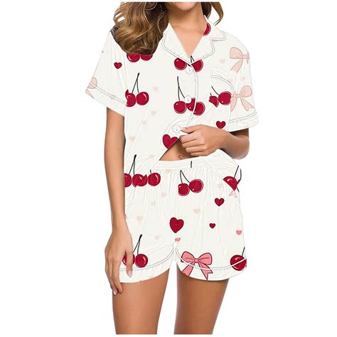 Atogsazn Pajamas Sets For Women Silk Satin Preppy Pjs And Shorts