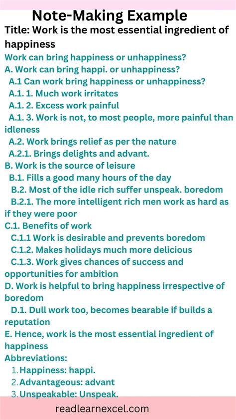 Note Making Solved Passages For Class 12