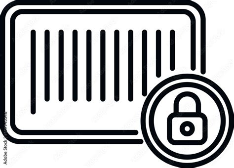 Secured Bar Code Icon Outline Vector Cipher Data Lock Security Stock
