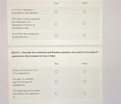 Solved Ml04 2 Describe How Relational And Boolean Operators
