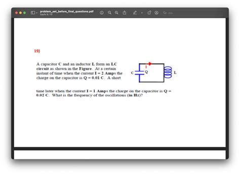 Solved A Capacitor C And An Inductor L Form An Lc Circuit As