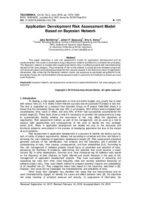 Pdf Application Development Risk Assessment Model Based On Bayesian