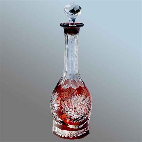 Bohemian crystal decanter with magenta pink lining, numbered diamond ...