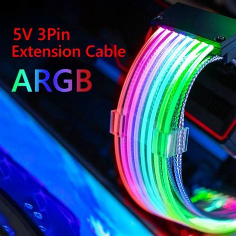 Pc Case Psu Extension Argb Cable Atx Pci E Gpu Neon Color Line Argb Streamer Transfer Graphics
