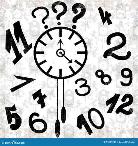 Clock And Numbers On A White Background Grunge Effect Vector Illustration Stock Vector