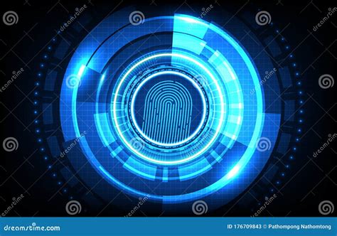 Futuristic Technology Fingerprint Finger Scan Biometrics Identification Stock Illustration