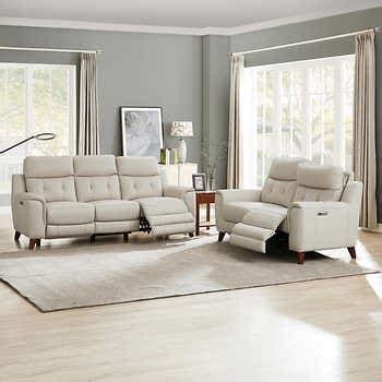 Malibu 2 Piece Leather Power Reclining Set With Power Headrests Sofa
