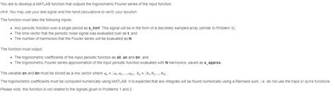 How Do I Create A Matlab Function That Outputs The Chegg Com