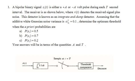 Solved 1 A Bipolar Binary Signal St Is Either A A Or A