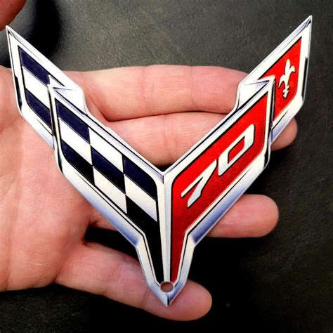 C8 Corvette Crossed Flags Emblem Steel Sign Corvette Store Online