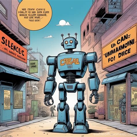 Animated Robot Holding Silence Please Sign Stable Diffusion Online